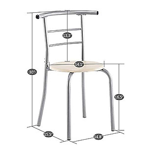 Small Kitchen Dining Table Set for 2, 3 Piece Round Kitchen Tables for Small Spaces 2 Seats, Breakfast Table and Chairs, Nook Dinette Sets with Wine Rack Fruit Stand Used for Compact Space (Log Wood)