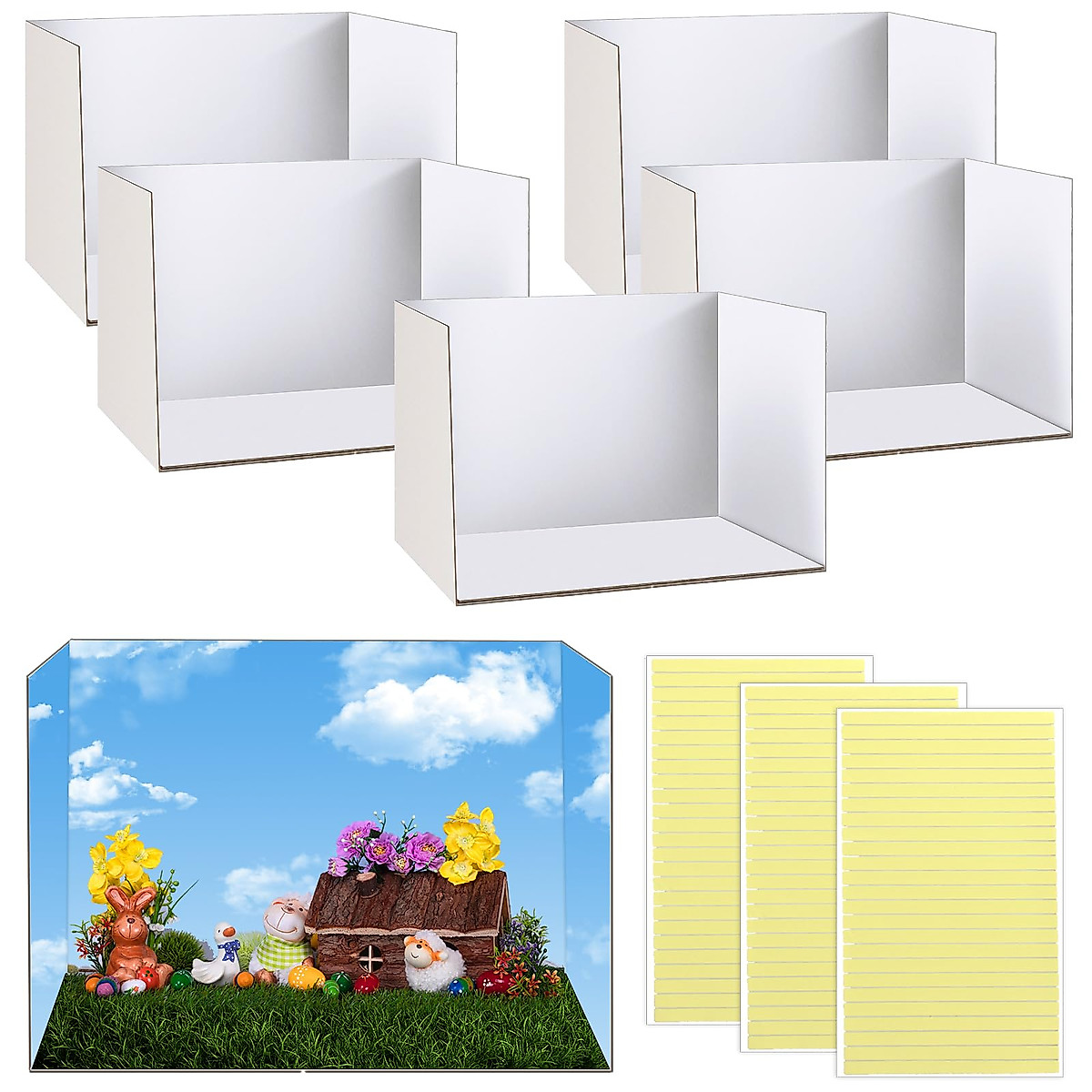 3 Pcs Diorama Box Cardboard Diorama Kit Diorama Supplies with Double Sided Tapes for Diorama Project Display, White Display Case, 11.8 x 8.7 x 8.3 Inch