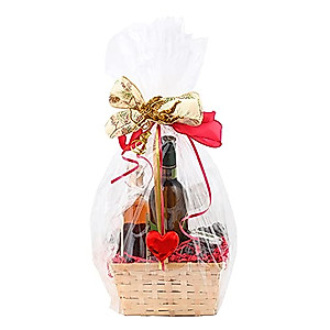 Wowfit Cello Bags,10 CT 16x24 inches Clear Cellophane Bags Perfect for Gift, Presents, Wine Bottles, Bridal/Baby Showers and More (Flat, No Gusset, 16x24 inches, NOT Include Ribbon)