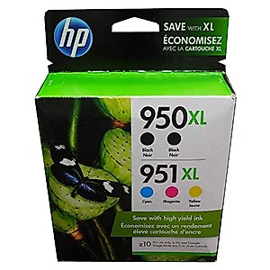 HP 951Xl / 950Xl (F6v12fn) Ink Cartridges (Cyan Magenta Yellow Black) 5-Pack in Retail Packaging