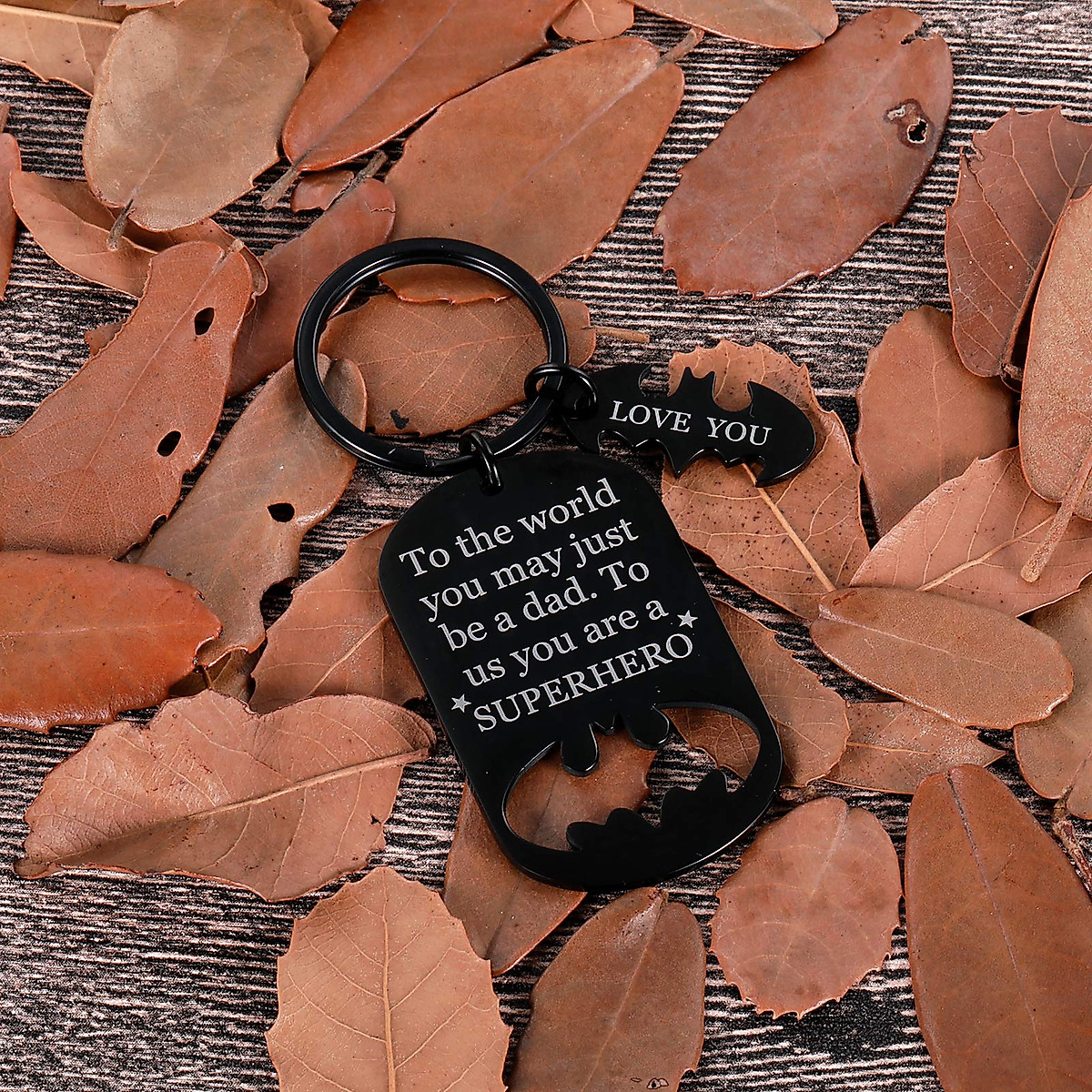 Fathers Gifts Dad Birthday Keychain for Daddy Step Dad to Be Husband from Daughter Son Wife Kids I Love You Key Ring Father of The Bride Step Father Figure Wedding Anniversary Men Him Black