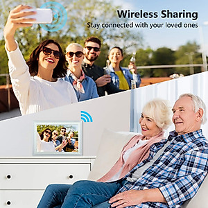AEEZO WiFi Digital Picture Frame 10 Inch IPS Touch Screen FHD 2K Display Smart Cloud Photo Frame with 16GB Storage, Easy Setup to Share Photos & Videos, Auto-Rotate Frame (White)