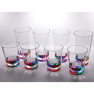 Xinguo yefu plastic 14oz and 22oz Rainbow Colored Acrylic Glasses, Set of 8 BPA Free