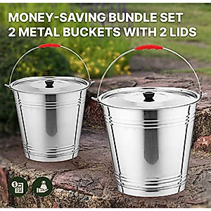 Skywin Metal Can with Lid - Durable 4 Gallon Metal Bucket with Lid for Heavy Loads - Environment-Friendly Metal Trash Can with Lid Outdoor, Safe Alternative to Plastic (2)