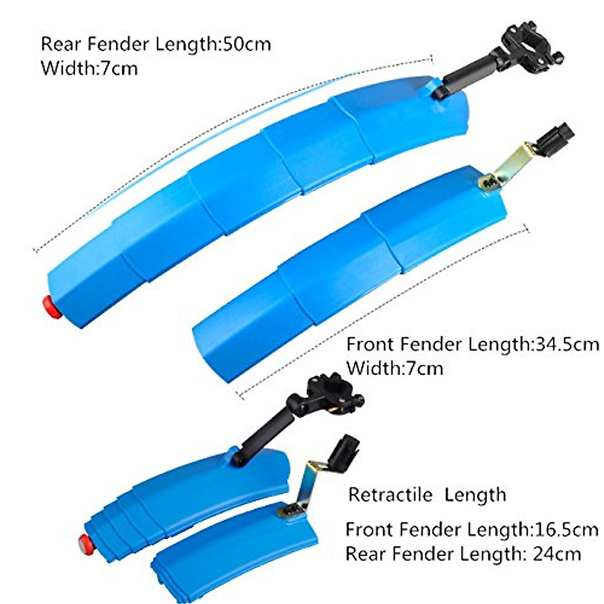 Retractable Bike S Set, Front & Rear Mountain Road Bike Mudguard Tyre Mud Guard with Led Light (Black) Road Bike S 700C 28Mm Front and Rear ycle Splash Guards