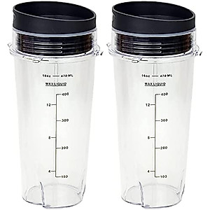 Bidihome Ninja Blender Cups Single Serve 16-Ounce Cup Set with 2 Sip Lids for BL770 BL780 BL660 Professional Blender (Pack of 2)