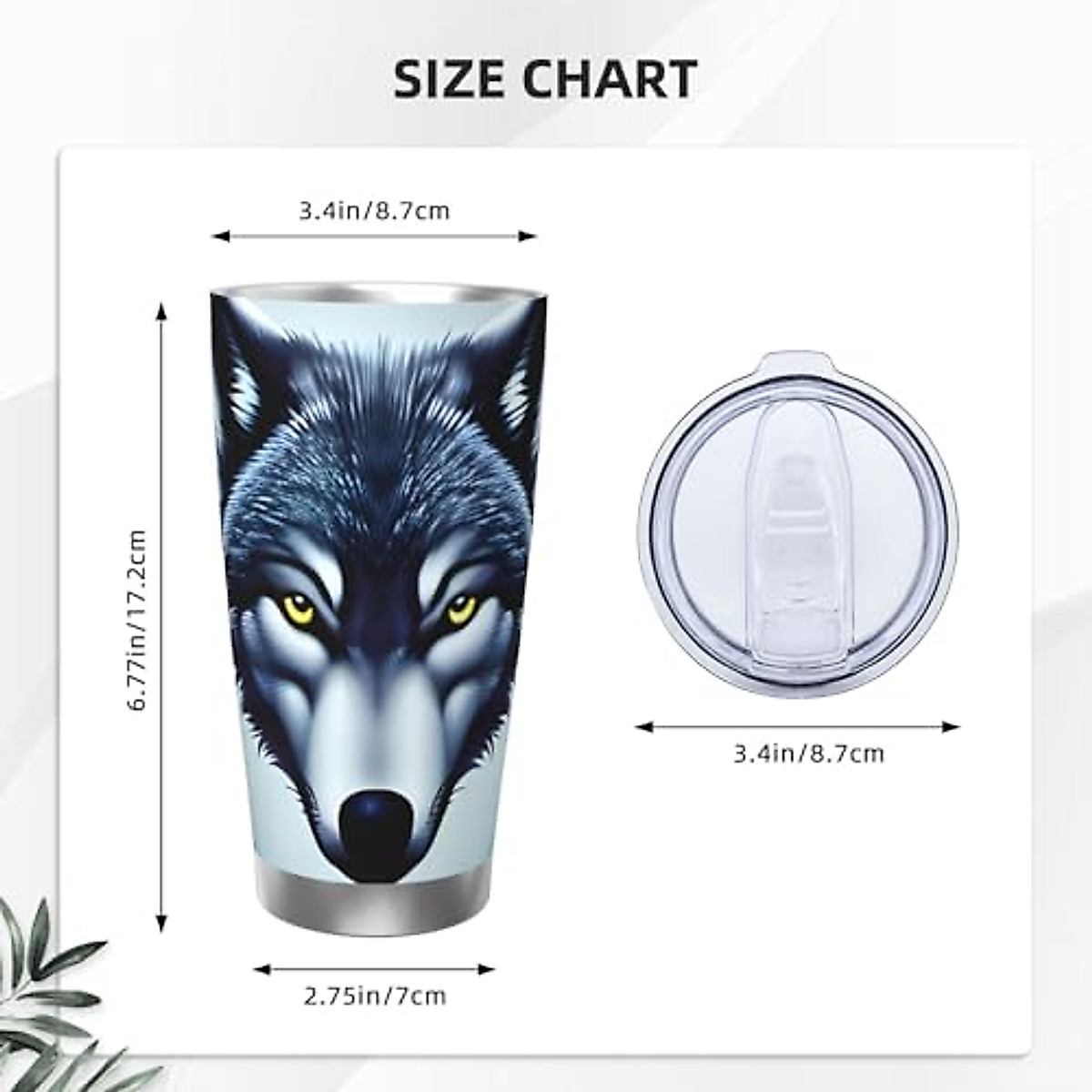 WXZYFP Car cup (single silver rim), can use a straw or drink directly, easy to use.Fierce wolf head