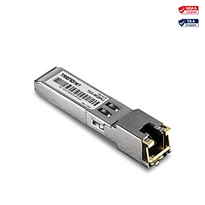 TRENDnet 1000BASE-T RJ-45 Copper SFP Module, 100m (328'), Hot Pluggable, IEEE 802.3ab, Supports Data Rates Up to 1.25Gbps (TEG-MGBRJ)
