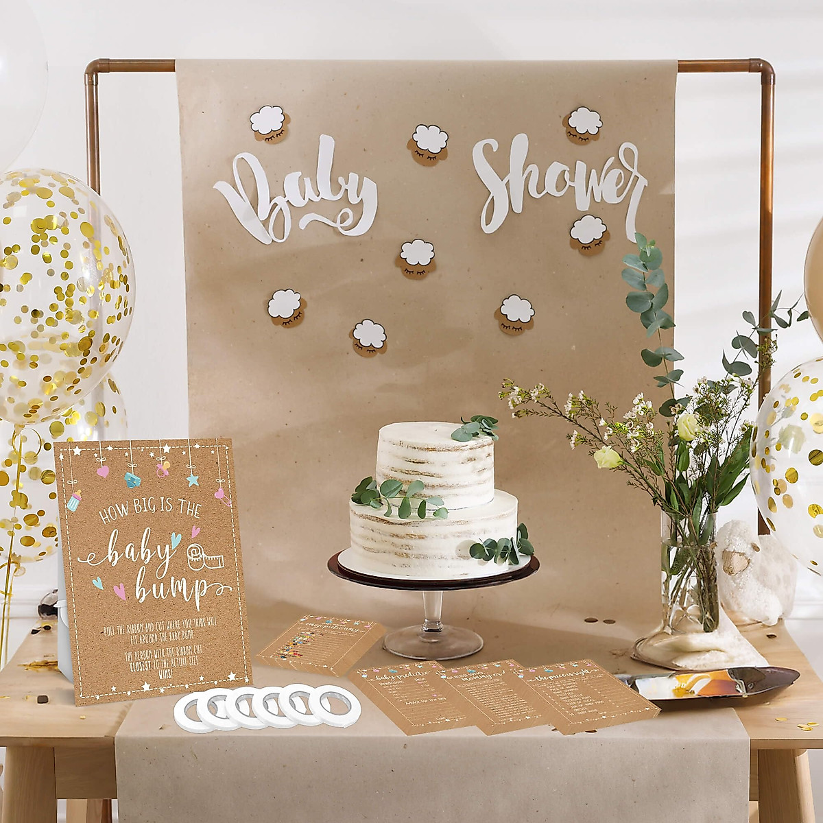 Kraft Baby Shower Games, Baby Shower Games Boy Girl, 12 Baby Shower Games for 50 Guests, Funny Hilarious Coed Gender Neutral Baby Shower Decorations