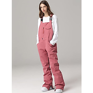 SEARIPE Womens Ski Pants Waterproof Ski Bibs Women Insulated Snow Bibs Adjustable Overalls Ripstop Snowboard Pant(Bean,L) Red Wine