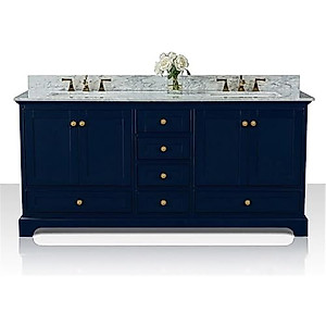 Ancerre Designs Audrey 72" Wood Bathroom Vanity Set in Heritage Blue