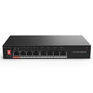 Amcrest 8-Port Switch with 4-Ports POE+ 802.3af/at 60W, Metal Housing, (AGPS8E4P-AT-60-V2)