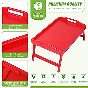 reakfast Tray Folding Legs with Handles Kids Bed Tray Table for Sofa Eating,Drawing,Platters Bamboo Serving Lap Desk Snack Tray