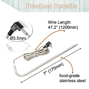 2-Pack Meat Probe Thermometer Compatible with Char-Griller Gravity Fed 980 Charcoal Grill 38-in W Black Barrel Charcoal Grill