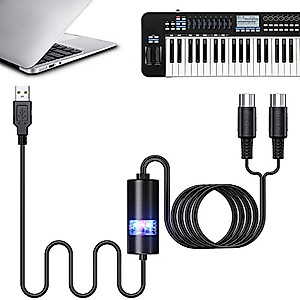 LiDiVi MIDI USB interface MIDI Cable Adapter with Input & Output Connecting, Piano Keyboard/Synthesizer for Editing & Recording Professional MIDI Adapter Cord with Windows/Mac for Studio Black (6.5Ft)