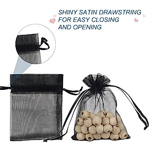YQL 3x4 Organza Bags,100PCS Black Mini Organza Drawstring Bags Organza Jewelry Pouches Mini Mesh Bags Wedding Party Christmas Gift Halloween Candy Bag