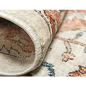 Unique Loom Oslo Collection Distressed Botanical Medallion Beige Area Rug (10' x 13')