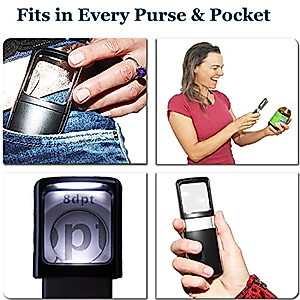 EASY MAGNIFIER Small-Magnifying-Glass With LED-Light 3x Lighted-Pocket Hand Held Lighted Magnify Glasses For Close Work Reading Books Pill Bottles; Mini Lens For Visually Impaired A Low Vision Aid