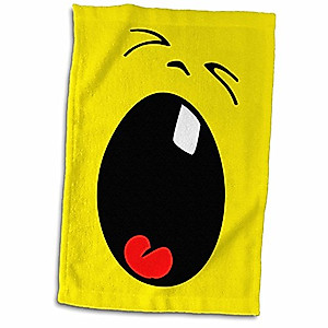 3D Rose Crying Yellow Smiley Design Hand Towel, 15" x 22", Multicolor