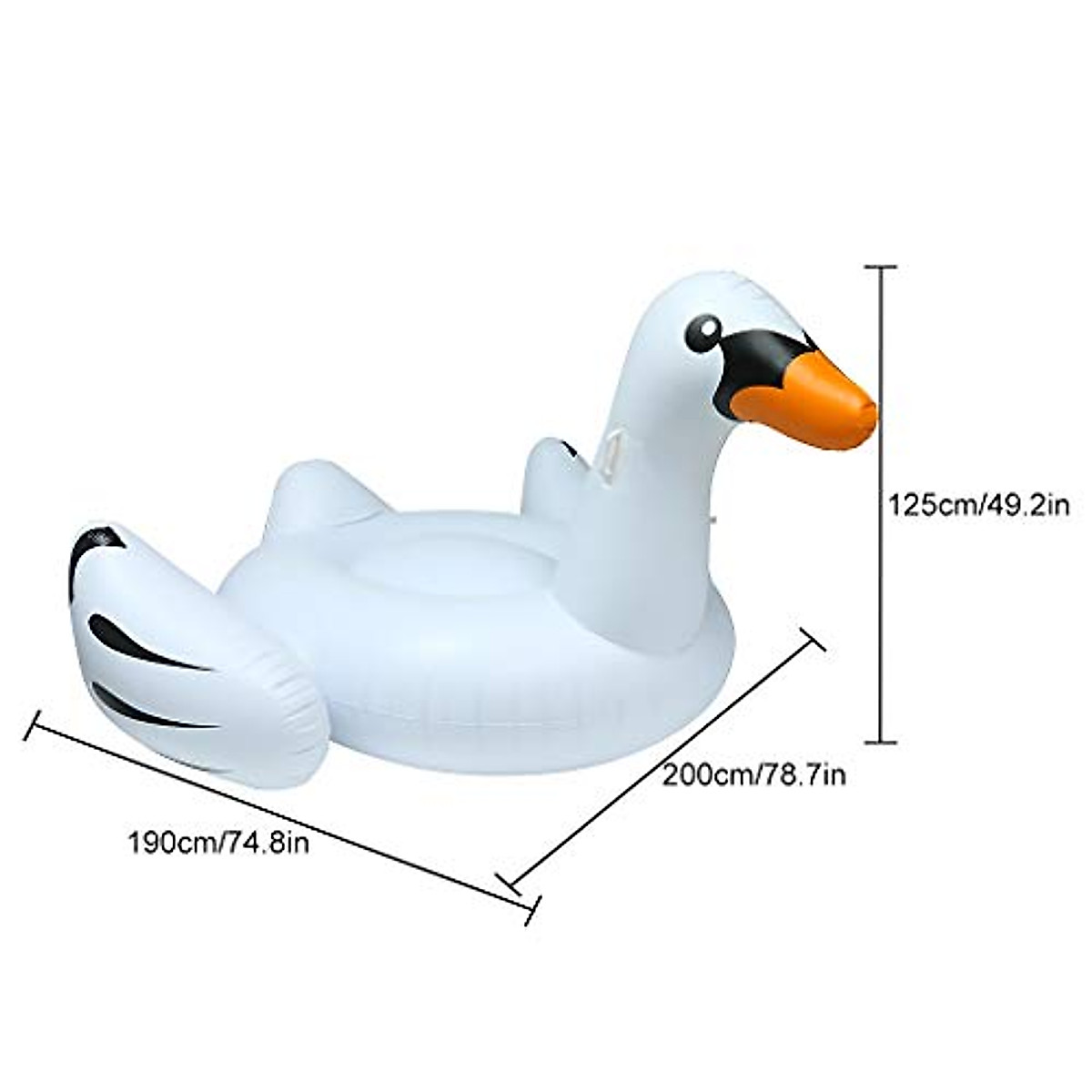 Toxz Swan Inflatable Ride-On Swimming Ring,Suitable for Children and Adults,Built-in Handles,74.8" X 78.7" X 49.2"(Ship from US!)