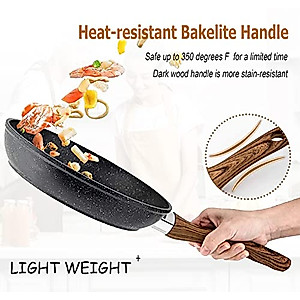 Kitchen Academy Induction Cookware Set-17 Piece Non-stick Cooking Pan Set, Black Granite Pots and Pans Set