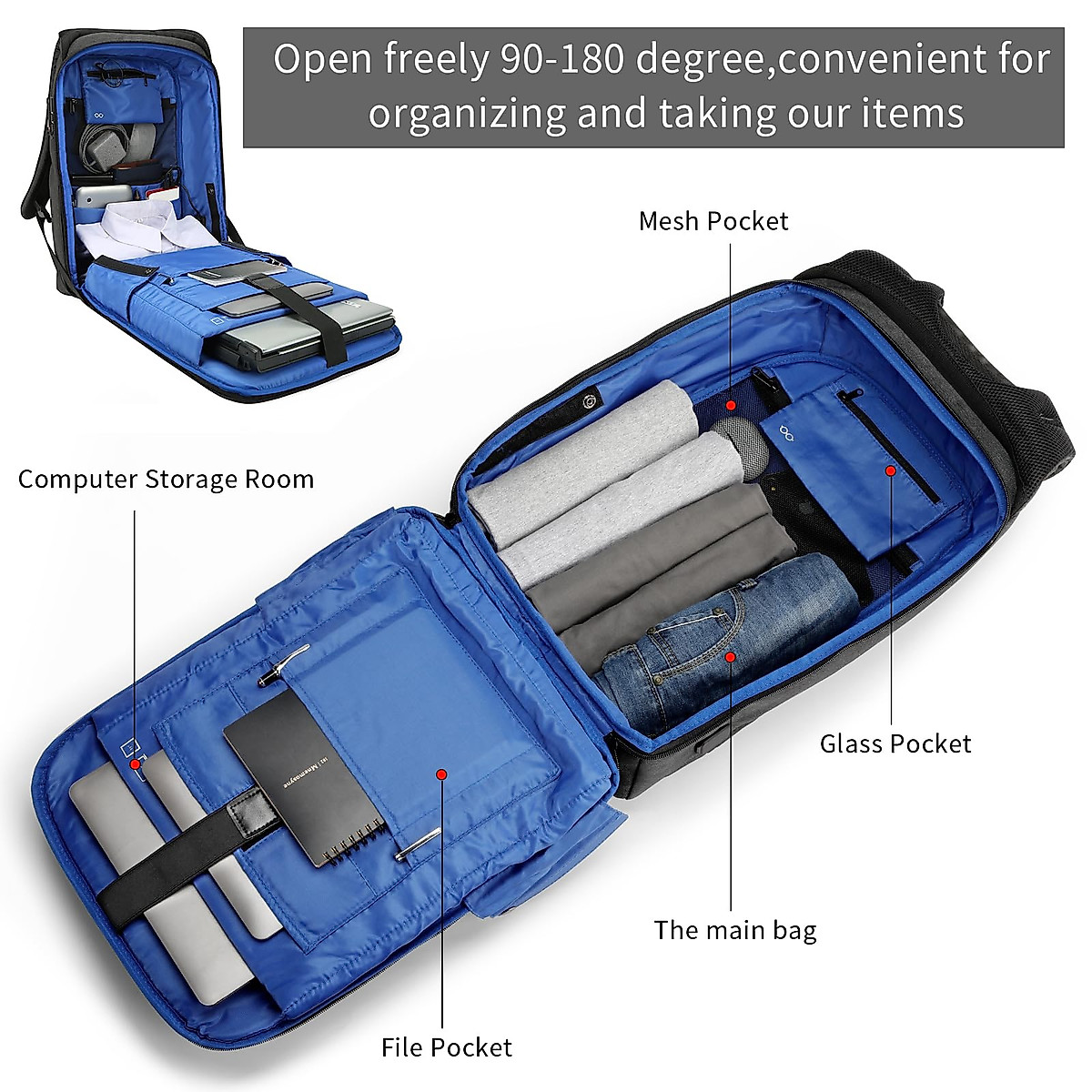 VGOAL Laptop Backpack 13.3 inch with TSA Lock and USB Charging Port Flight Approved Carry on Business Backpack Anti Theft Lightweight Traveling Backpack Water Resistant College Rucksack Computer Bag for Men and Women