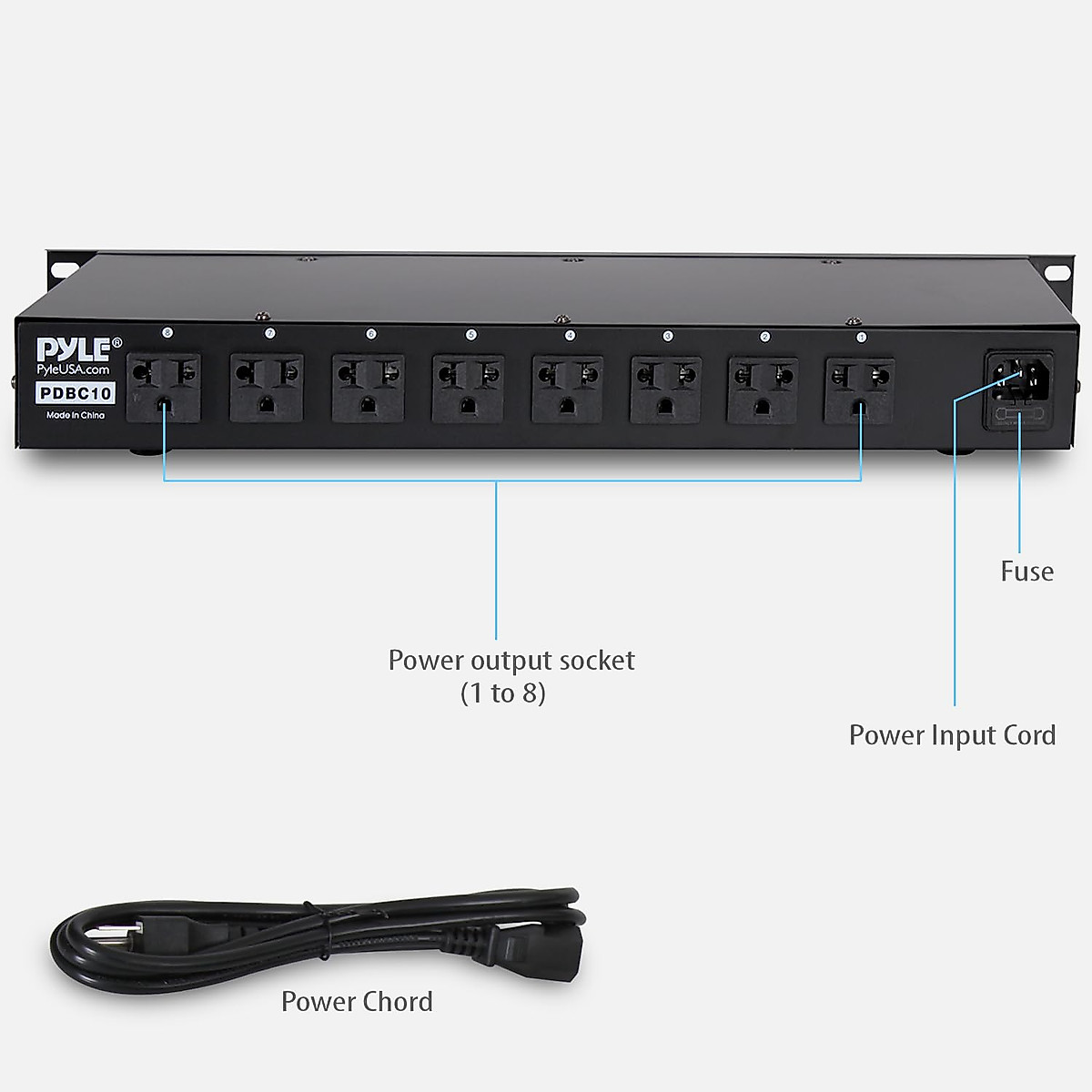 PYLE-PRO 8 Outlet Strips Electric Rack Mount PDU Unit w/ Digital Display and Surge Protection, 1U/15A/120V Aluminum Alloy Power, Covered w/ ON/OFF Switch, Wide Usage & Built-In Circuit Breaker