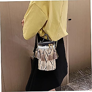 TENDYCOCO 4pcs Straw Cylinder Straw Purses for Women Fringe Purses for Women Woven Purses for Women Straw Hobo Bag Woman Woven Pouch Straw Woven Bag Portable Bag Casual Woven Messenger Bag