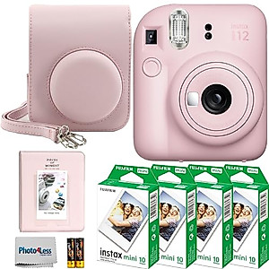 Fujifilm Instax Mini 12 Instant Film Camera (Blossom Pink) + Fuji Instax Mini Instant Film – 40 Sheets + Instant Camera Gift Bundle, compact