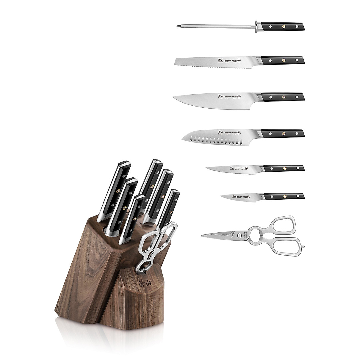 Cangshan TC Series 1021219 Swedish 14C28N Steel Forged 8-Piece Knife Block Set, Walnut
