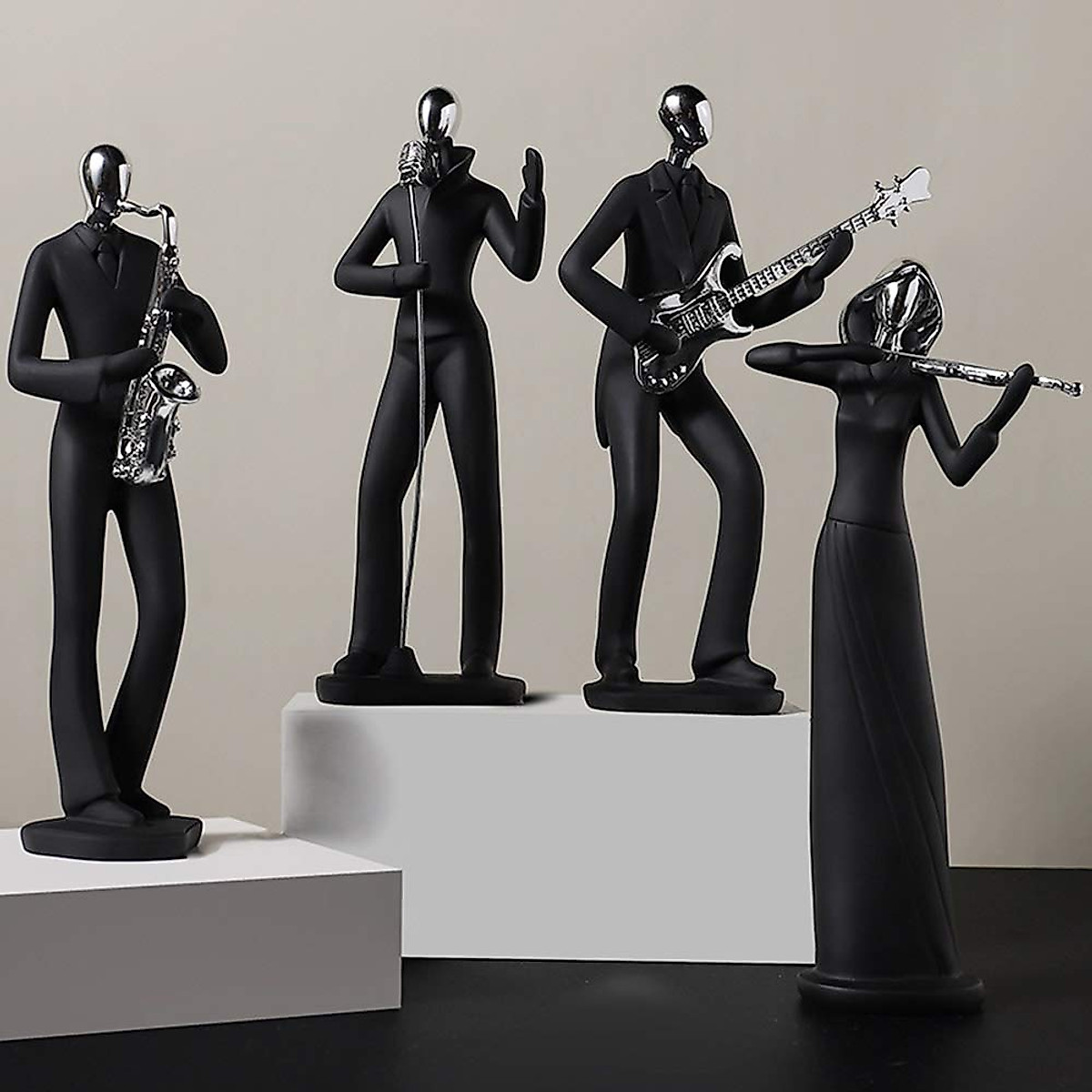 CALIDAKA Musical Instrument Player Figurine,Musical Modern Sculpture Collectible Abstract Statue,Musician Guitar Player Statue,Instrument Player Sculpture Bedroom Living Room Home Decor
