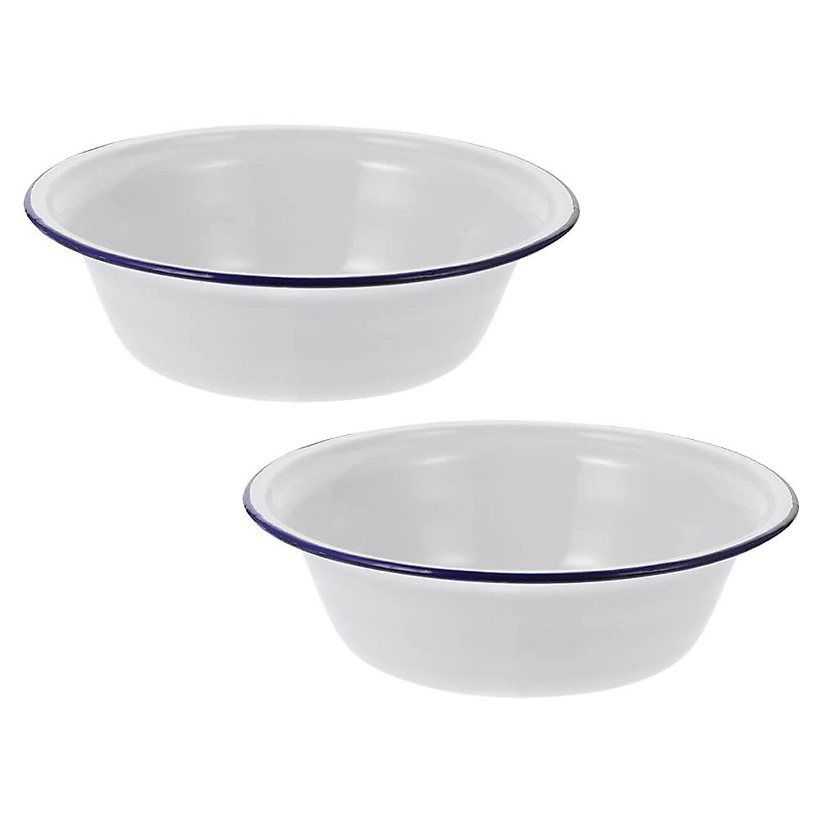 2pcs Enamel Bowl Vintage Style Enamelware Soup Bowl Round Cereal Bowl Salad Serving Bowl Soup Basins 14cm/5.5 inch
