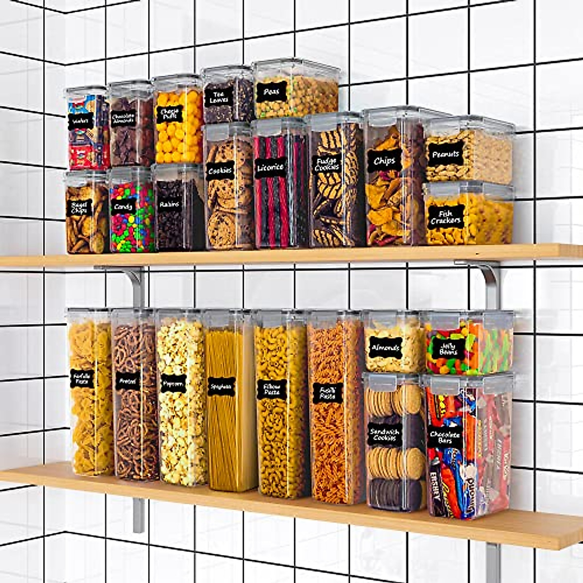 Lifetime Home 32 PACK Airtight Food Storage Containers Set with Lids for Kitchen & Pantry Organization - BPA-Free for Cereal, Pasta, Rice, Vegetables, Fruits & Flour - FREE Markers and Labels