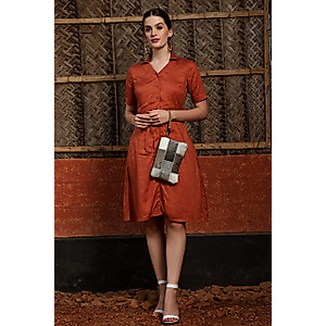 Myra Bag Silver Brick Upcycled Leather & Cowhide Wristlet Pouch Bag S-1502