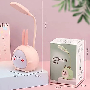 Neioaas Mini Bunny Night Light, Portable LED Table Light, Cute Rabbit Foldable USB Rechargeable Reading Light Bedroom Children's Bedside Study (Pink Rabbit)