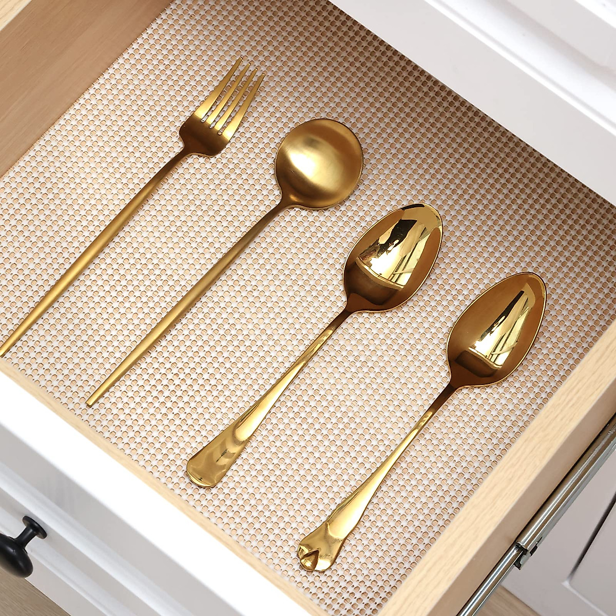 BAKHUK Grip Shelf Liner, Non-Adhesive 12 Inch x 25 Feet Cabinet Liner Durable Organization Liners for Kitchen Cabinets Drawers Cupboards Bathroom Storage Shelves (White)