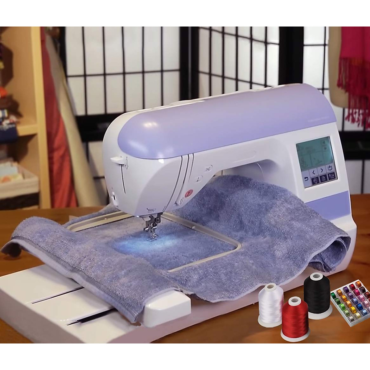 Simthread 63 Brother Colors Polyester Embroidery Machine Thread Kit 40 Weight for Brother Babylock Janome Singer Pfaff Husqvarna Bernina Embroidery and Sewing Machines 550Y