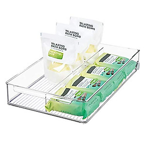 iDesign Linus BPA-Free Plastic Divided Rolling Organizer Bin with Handle, 16.65" x 10.16" x 2.75"