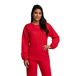 Fruit of the Loom Men's Moisture Wicking Eversoft Fleece Sweatshirt, Red, Medium