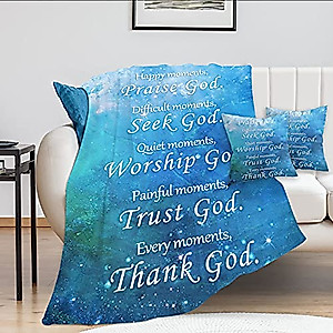 Religious Blanket Prayers Christian Gifts Soft Throw Blanket, Healing Throw Blanket with Inspirational Thoughts Bible Verse Blanket Perfect Caring Gift for Women & Men 60"x50"