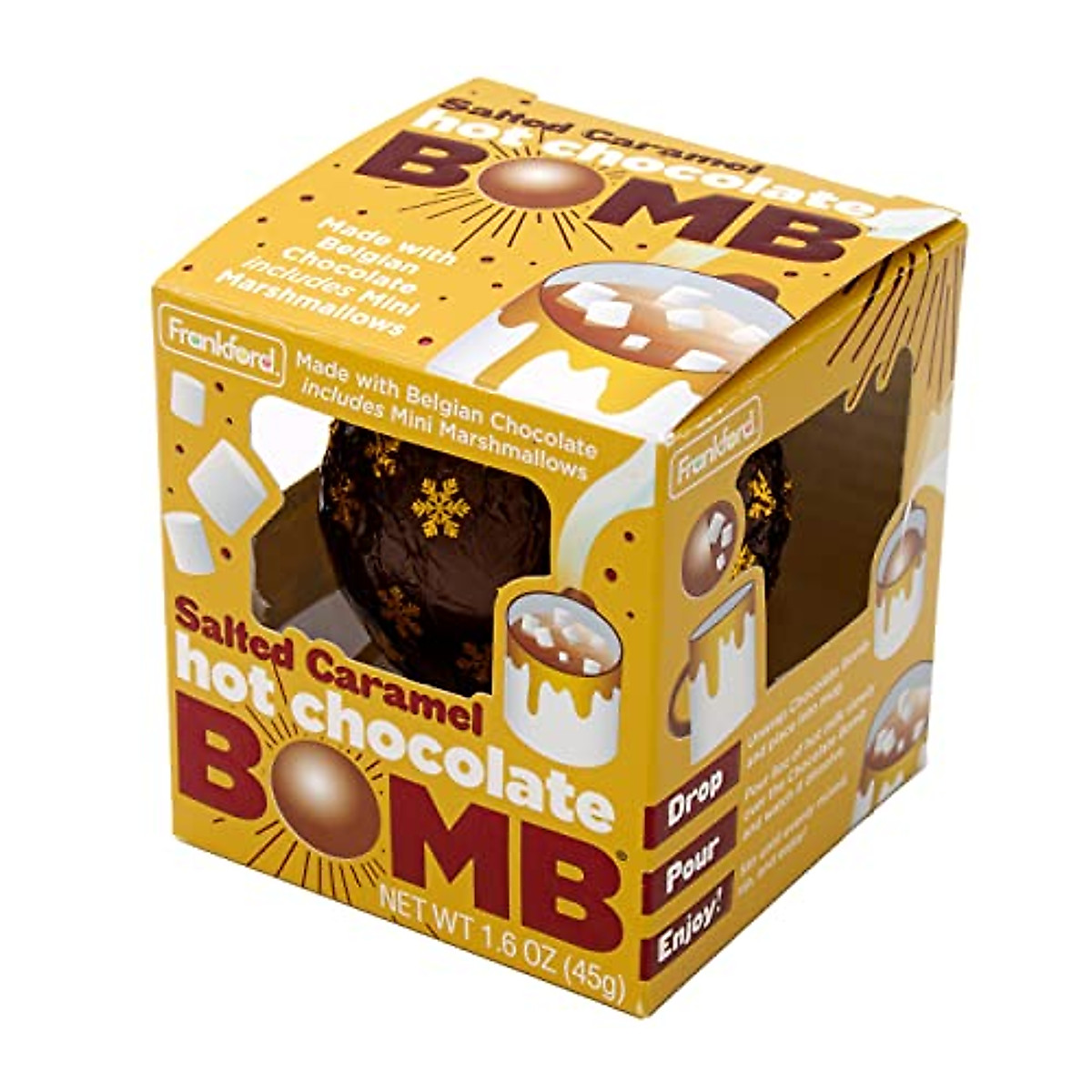 Frankford Salted Caramel Hot Chocolate BOMB, Pack of 6, Individually wrapped, Melting Milk Chocolate Ball with mini Marshmallows Inside, 1.6 ounce, Easter Basket Stuffer
