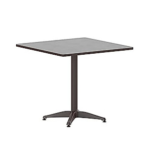 Flash Furniture TLH-ALUM-32SQ-017BZ4-GG Lila 31.5'' Square Aluminum Indoor-Outdoor Table Set with 4 Slat Back Chairs, Bronze