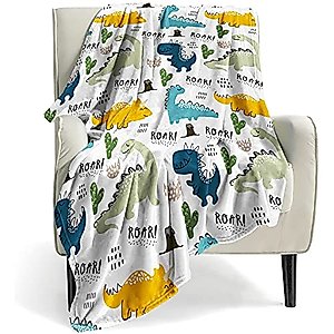 Dinosaur Blanket for Boys Girls, 300 GSM Soft Fleece Kids Blanket, Baby Boy Blanket is Suitable for Toddler Couch , Cute Blanket for Sofa Bedroom Living Room, Dinosaur Gifts for Children, 50"x40"