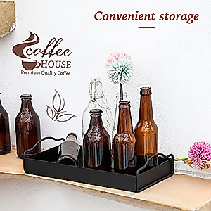 CCOJDAY 1-Layer Metal Vanity Tray,Bathroom Countertop Organizer with Handle,Plate Holder for Tissues,Candles, Soap,Towel,Plant,etc,Black