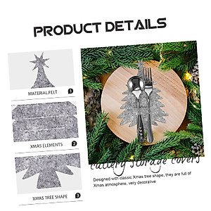 BESTOYARD 8pcs Christmas Tree Cutlery Bag Christmas Silverware Fork Cover Christmas Silverware Bags Christmas Tree Cutlery Holders Grey Decor Felt Cloth Tableware Tool Holder