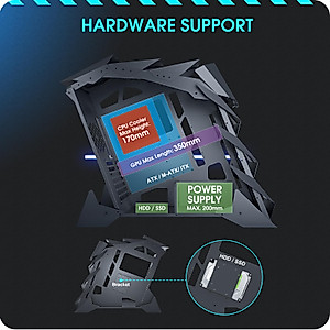 Vetroo K1 Pangolin Mid-Tower ATX PC Gaming Case, Dual Tempered Glass, USB 3.0 I/O Panel High Airflow Computer Case Max 360mm Water Cooler Support (Fans are not Included)