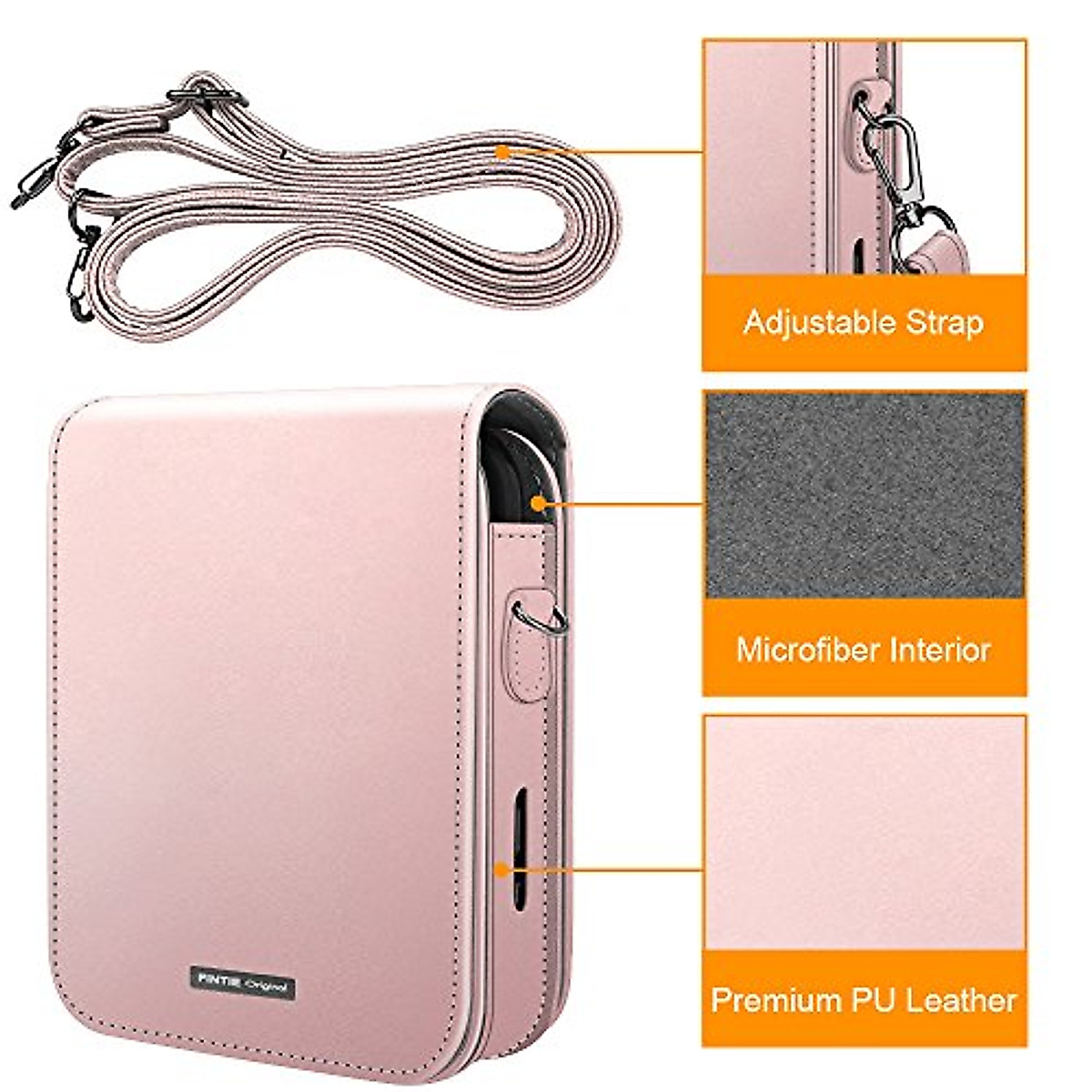 Fintie Protective Case for Polaroid POP 2.0 2 in 1- Premium Vegan Leather Bag Cover with Removable Strap for Polaroid POP 2.0 3x4 Instant Print Digital Camera, Rose Gold