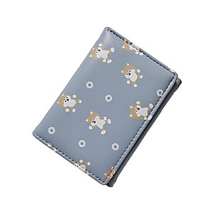 Wolyepor Cartoon Print Wallet Cute Tri-fold Wallet Multi-Card Purse for Christmas Birthday Gift(Black)