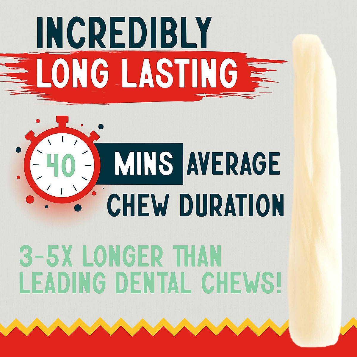 Canine Chews 10-11" Dental Coated Jumbo Rawhide Retriever Rolls (8 Pack) - Breath Freshening & Long Lasting Dental Chews for Dogs Large Size - Teeth Cleaning Dog Treats for Aggressive Chewers