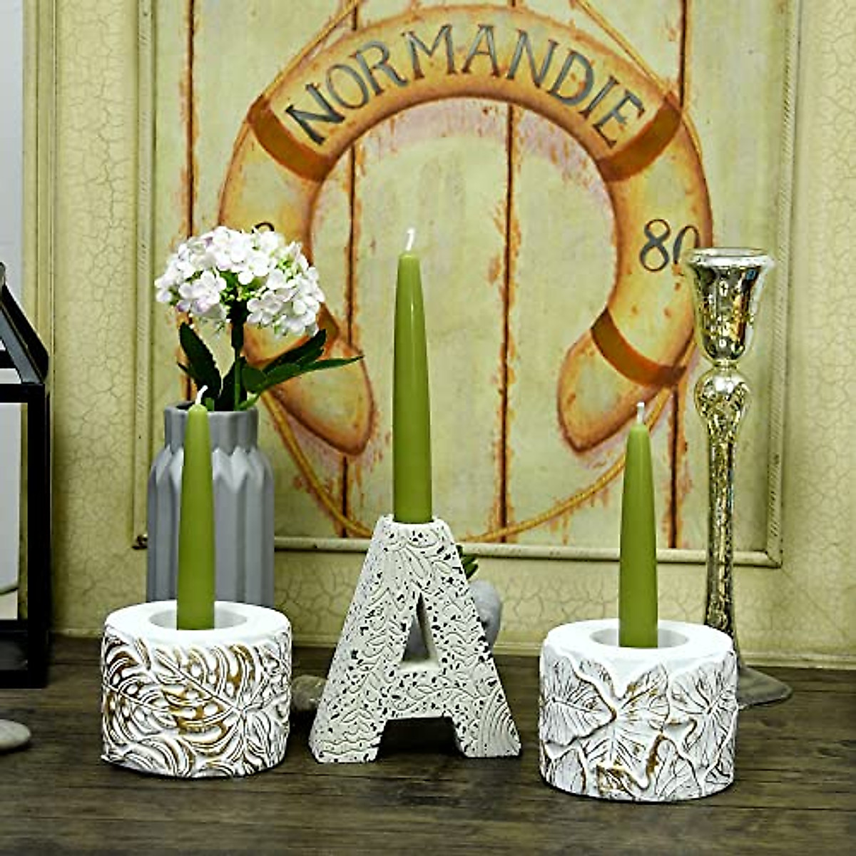 Zest Candle 12-Piece Taper Candles, 6-Inch, Sage Green